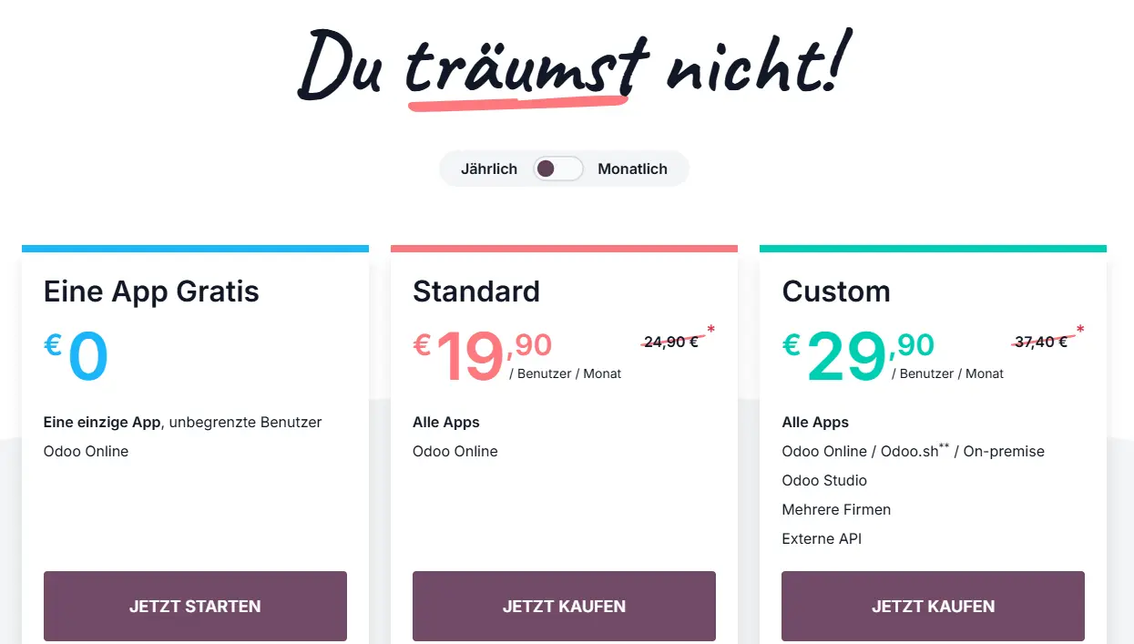 Odoo Pricing 2025: Standard vs. Custom im Vergleich